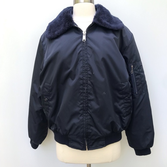 Vintage | Jackets & Coats | Vintage 7s Navy Blue Flight Jacket Bomber ...